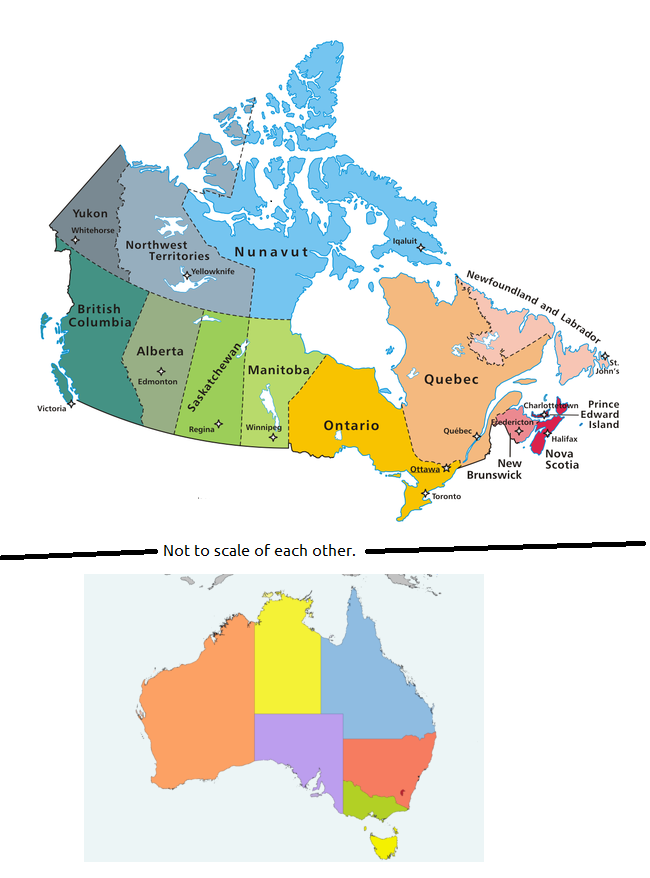 Yeah, but the relative sizes of australian/canadian states are still ...