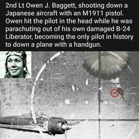 Iirc the Japanese pilot was gunning down emergency parachuters, hence ...