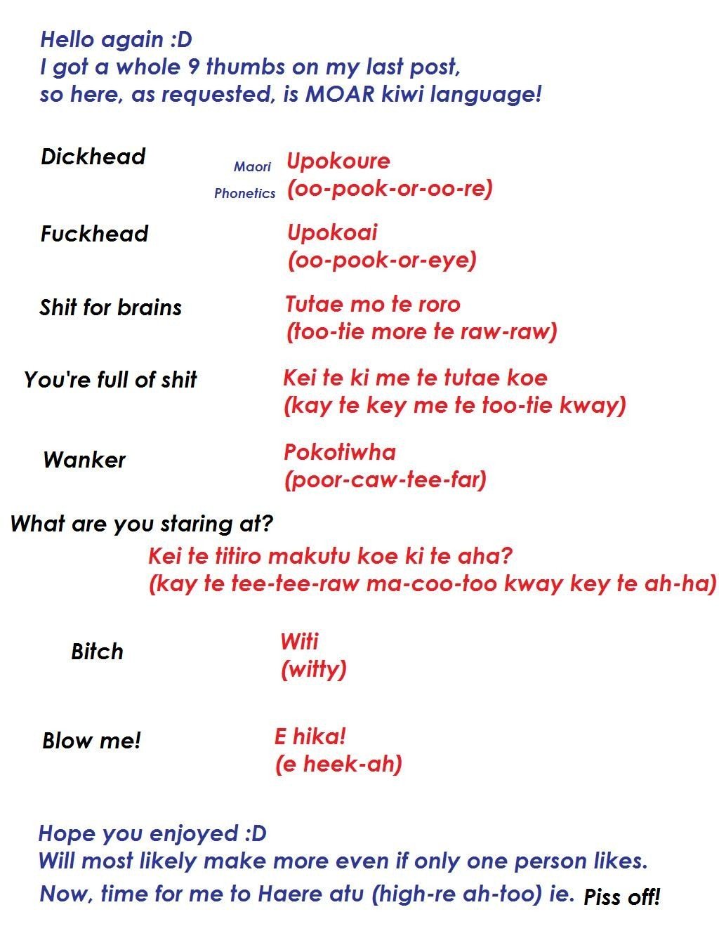 Maori part two: Insults!